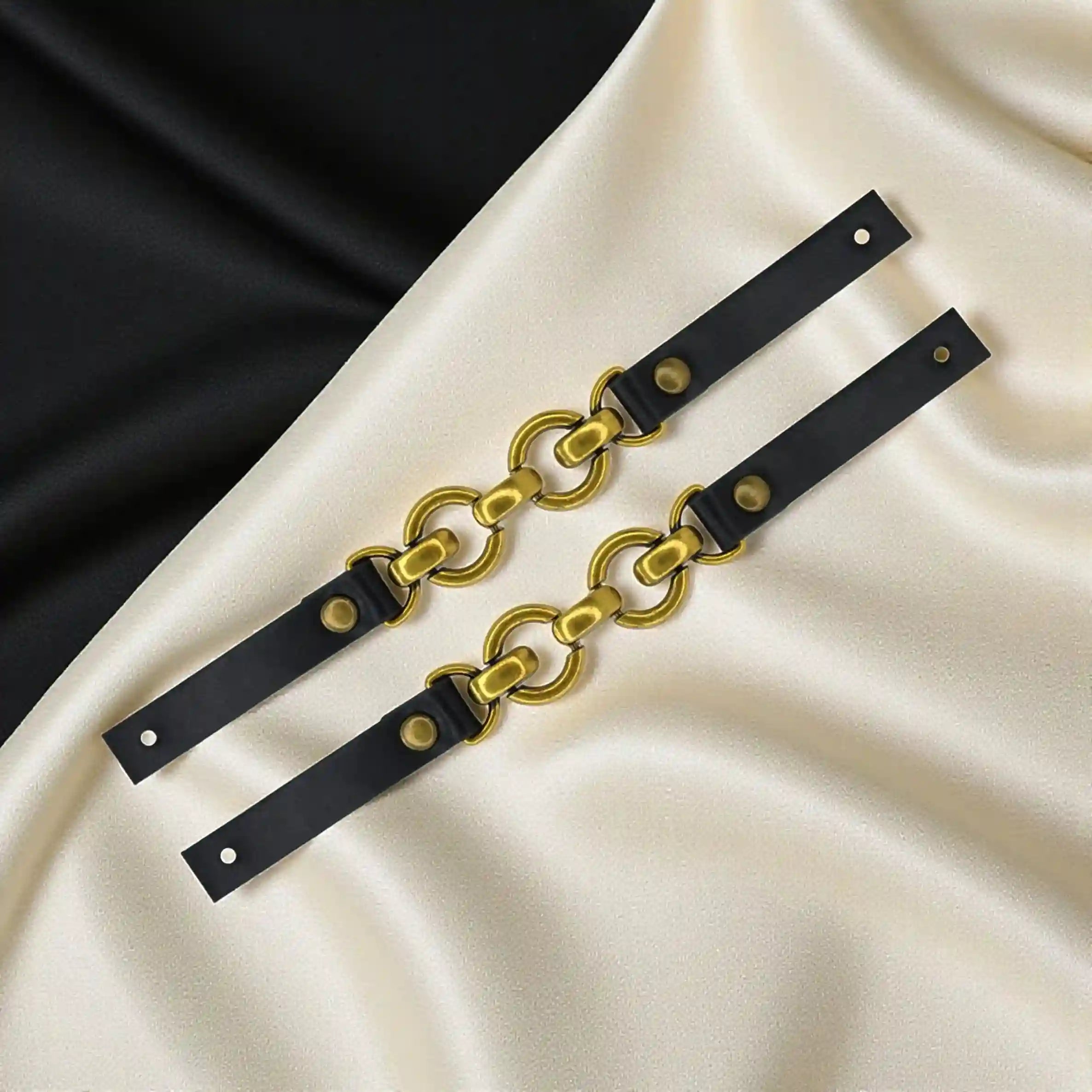 Leather Straps with Chain Link Accents | 2 Piece – Ani Accessories