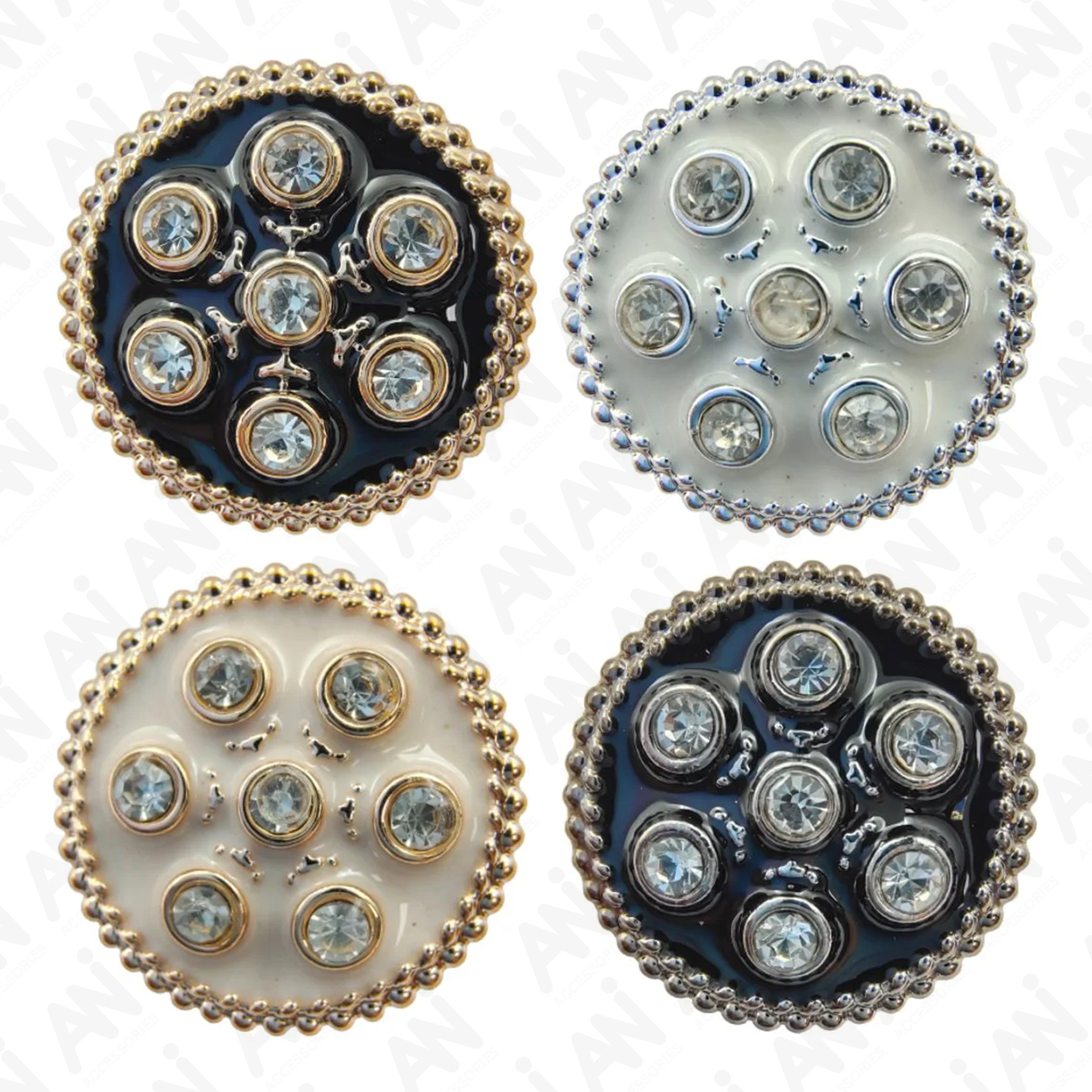 Golden Round Diamond Shank Buttons (Set of 8) – Ani Accessories