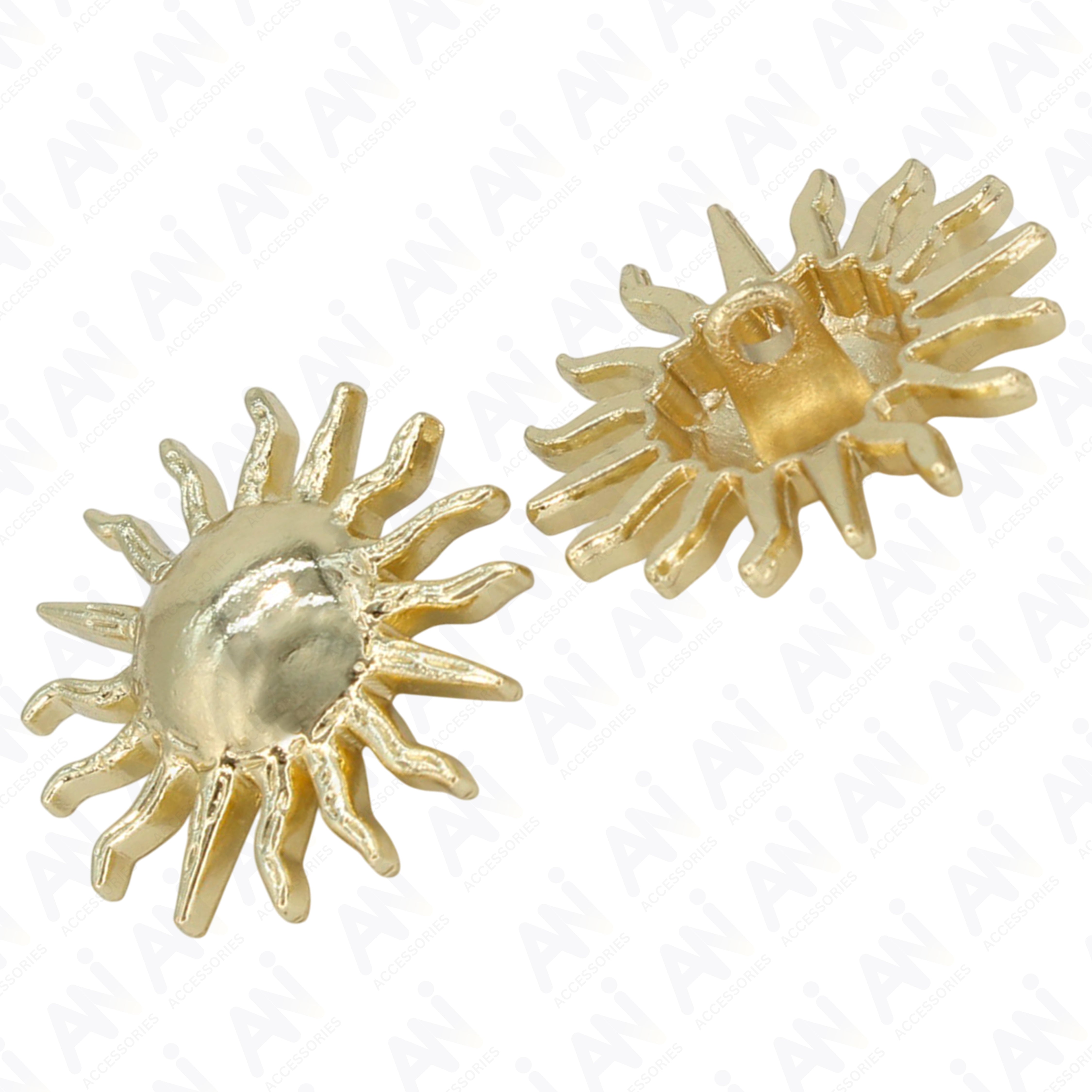 Golden Sunburst with Radiant Rays Metal Button (Pack of 8 Buttons ...